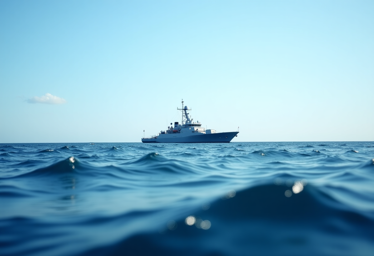 Patrol vessel Libra sailing towards Albania with migrants